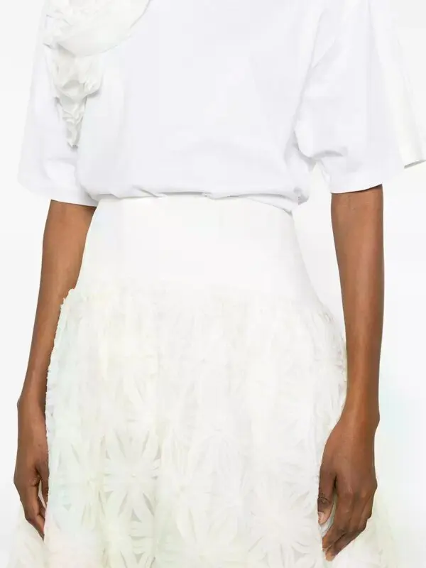 Simkhai Ivory Floral A-line Midi Skirt