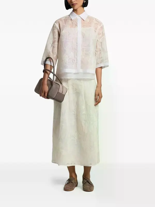 Peserico Floral Print Pleated Skirt