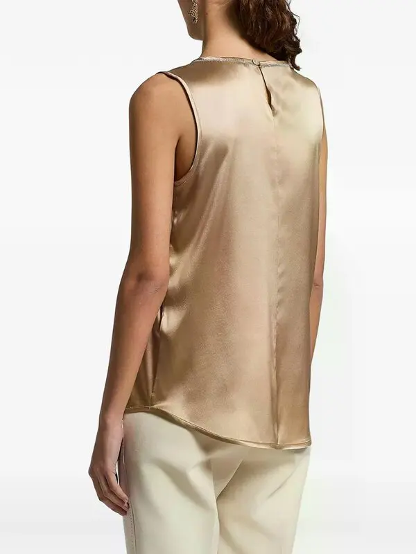 Peserico Embellished Round Neck Sleeveless Top - Neutrals