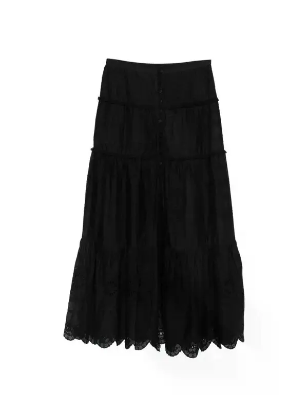MARANT ETOILE Paoline Tiered Lace Skirt - Black
