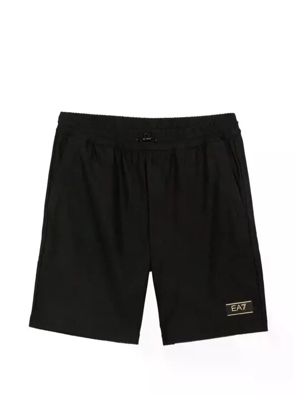 EA7 Logo Detail Elasticated Waistband Shorts - Black
