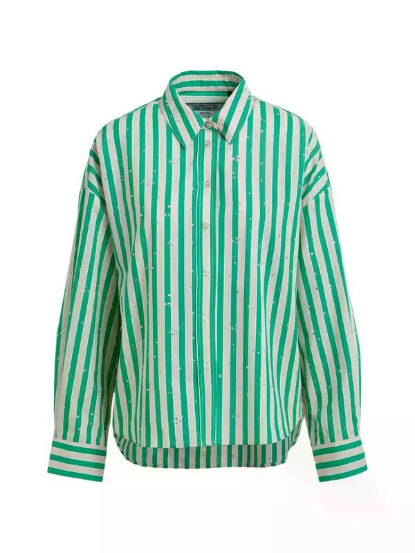 Essentiel Antwerp Striped Shirt With Rhinestone Embellishments - Green