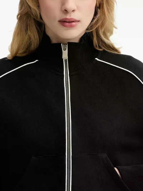 Pinko Logo-embroidered Sweat Jacket With High Neck And Zip Fastening - Black