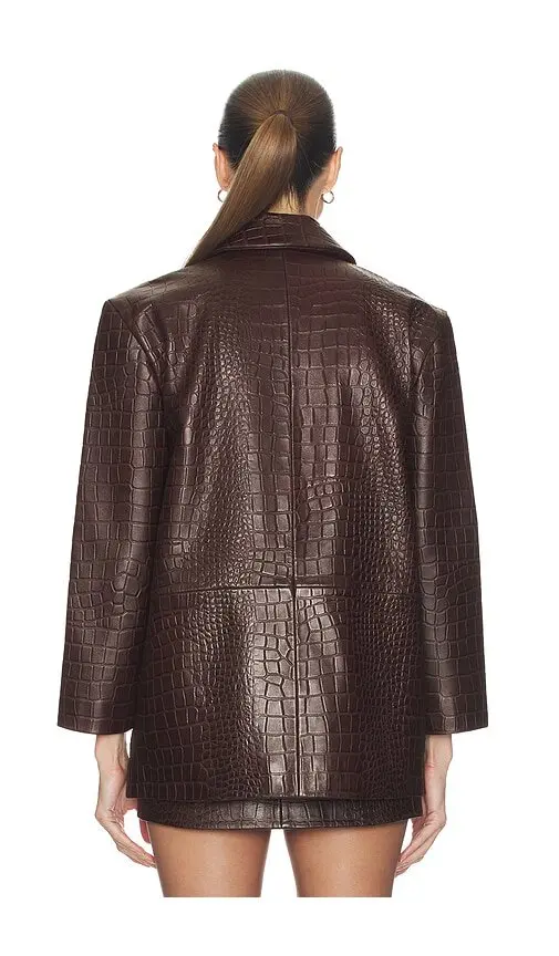 HELSA Leather Croc Embossed Jacket - Brown