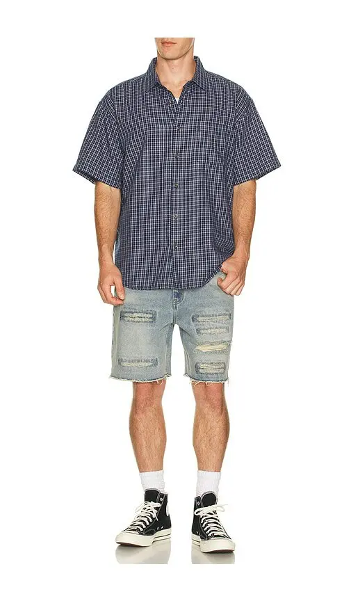 MIDNIGHT RODEO Distressed Denim Shorts - Blue