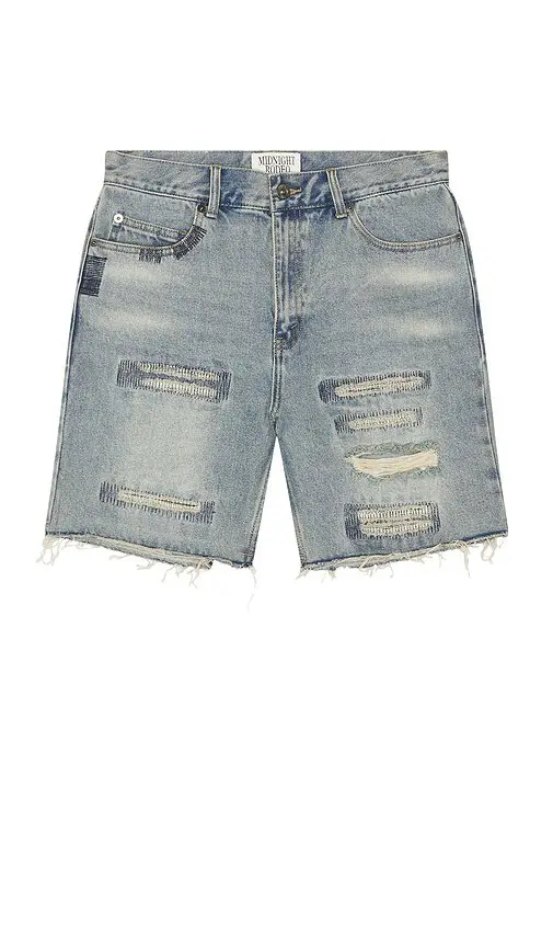 MIDNIGHT RODEO Distressed Denim Shorts - Blue