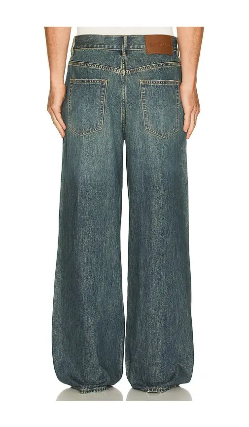 Helmut Lang Distressed Wide Leg Denim - Blue