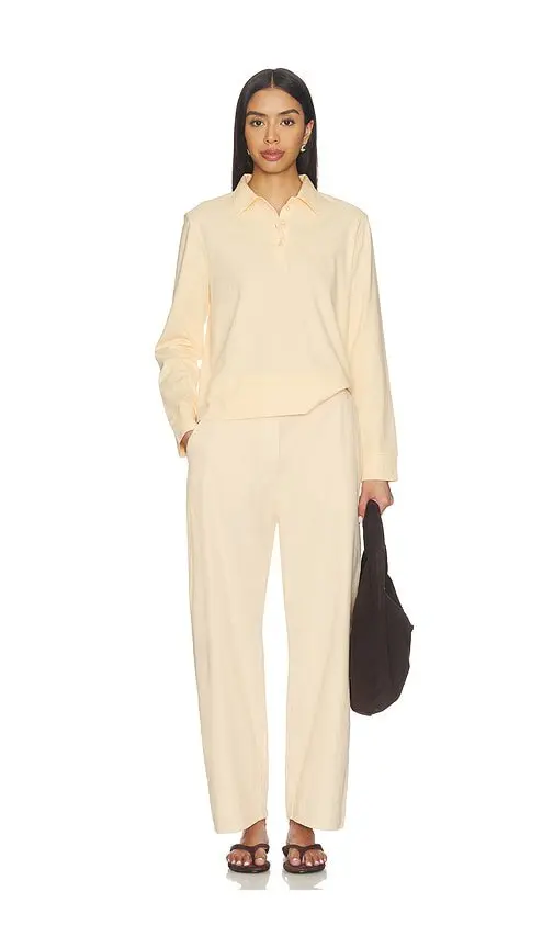 LESET Margo Long Sleeve Polo - Lemon