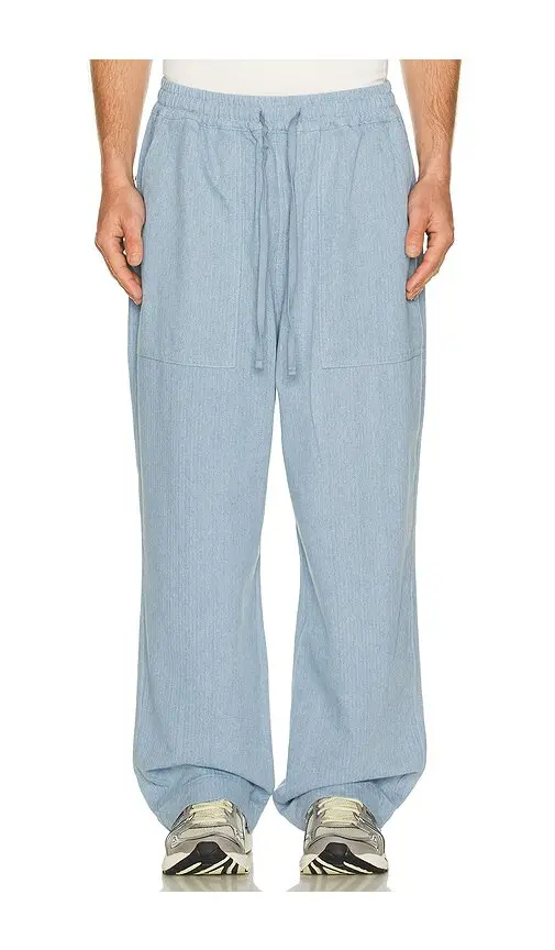 KAPPY DESIGN Fatigue Stripe Denim Pants - Blue