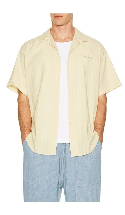 KAPPY DESIGN Jacquard Open Collar Shirt - Beige