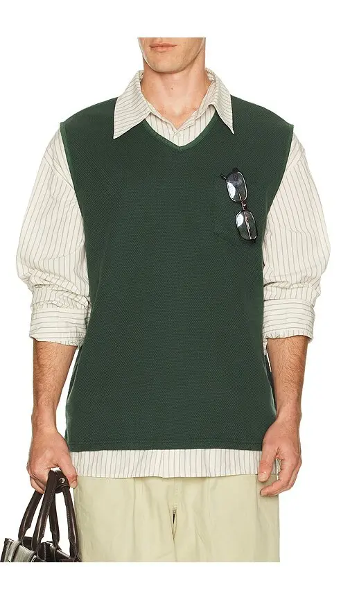 KAPPY DESIGN Woven Cotton Vest - Green
