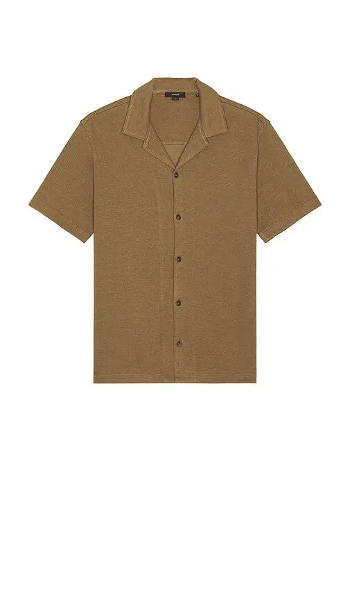 Vince Boucle Cabana Short Sleeve Shirt In . Also - Green