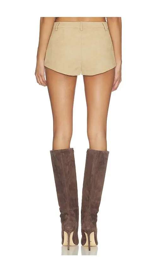 Bardot Jayla Faux Leather Shorts - Beige