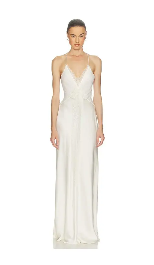 HELSA Mix Media Slip Dress - Ivory
