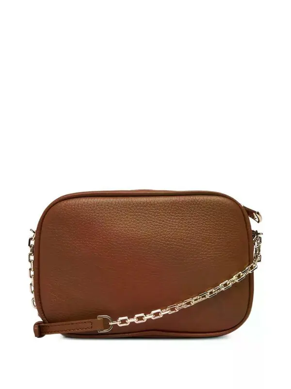 Patrizia Pepe Logo-lettering Leather Shoulder Bag - Brown