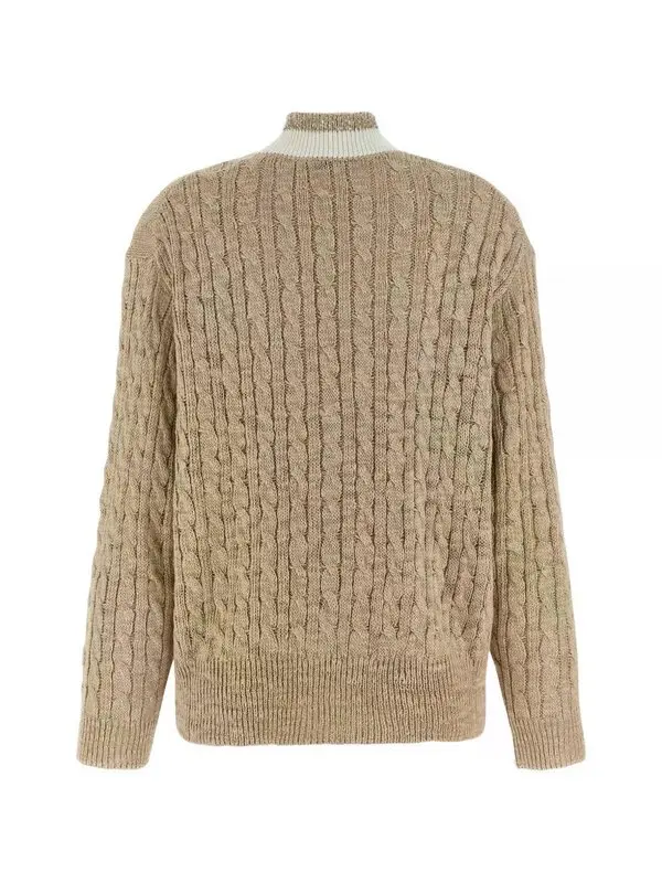 Brunello Cucinelli Braided Knit V-neck Cardigan With Micro Sequins