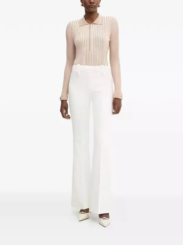 Liu Jo Striped Zip-up Polo Top - Neutrals