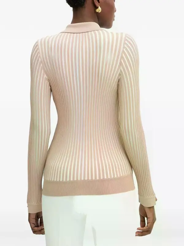 Liu Jo Striped Zip-up Polo Top - Neutrals