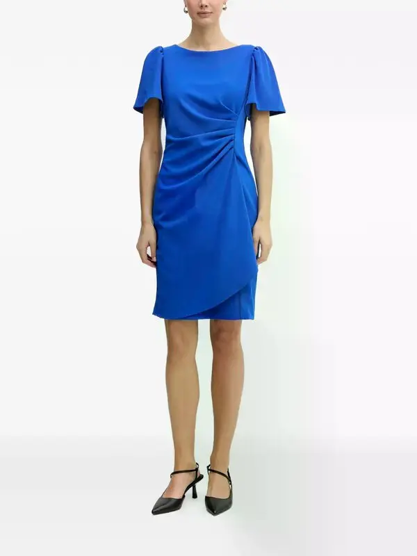 Dkny Puffed Sleeve Gathered Dress - Blue