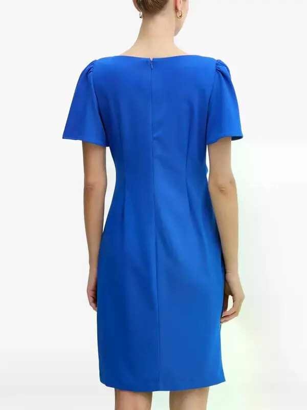 Dkny Puffed Sleeve Gathered Dress - Blue