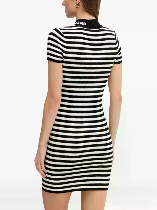 Dkny Striped Roll-neck Dress With Short Sleeves