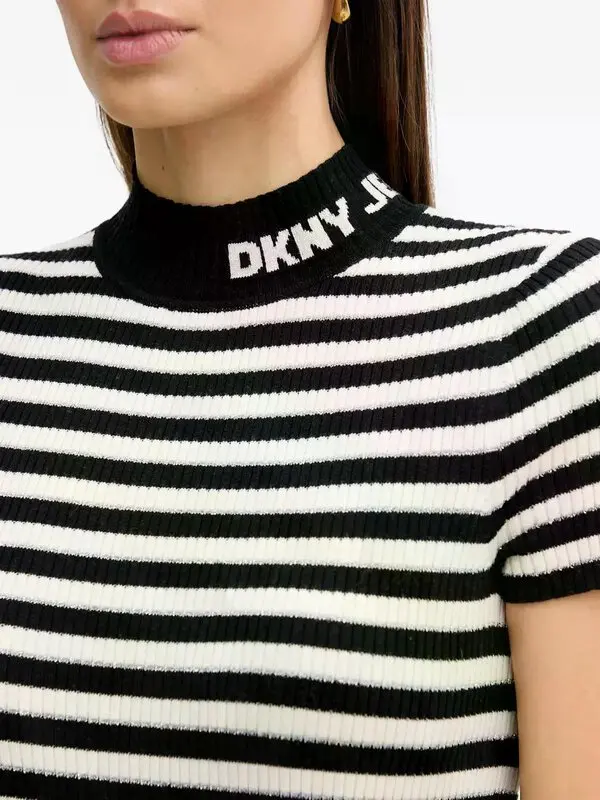 Dkny Striped Roll-neck Dress With Short Sleeves