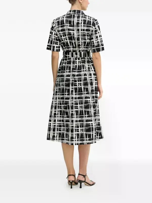 Dkny Checked Belt Dress With Spread Collar