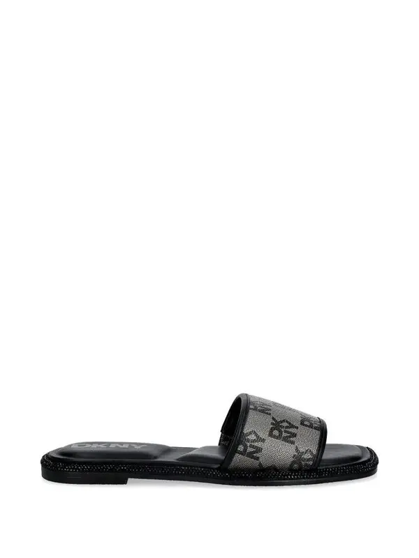Dkny Logo Pattern Embellished Slides - Grey