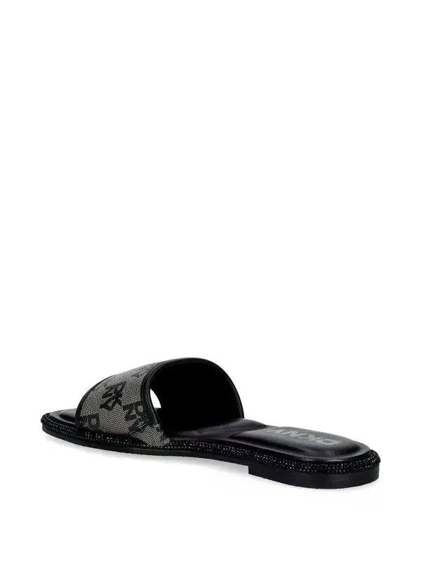 Dkny Logo Pattern Embellished Slides - Grey
