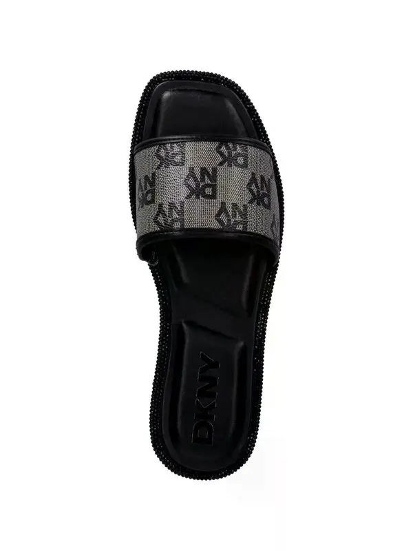 Dkny Logo Pattern Embellished Slides - Grey