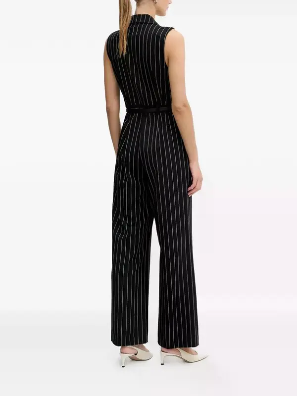Dkny Striped Belted Sleeveless Jumpsuit