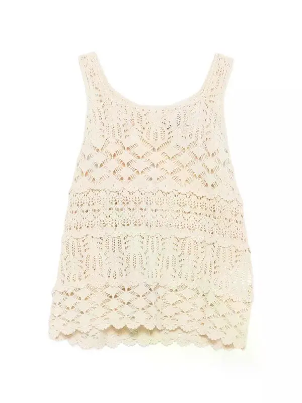 SEMICOUTURE Openwork Sleeveless Top - Neutrals