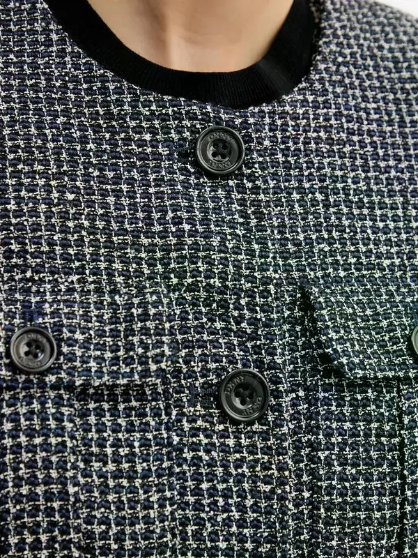 Dkny Textured Buttoned Pocket Jacket