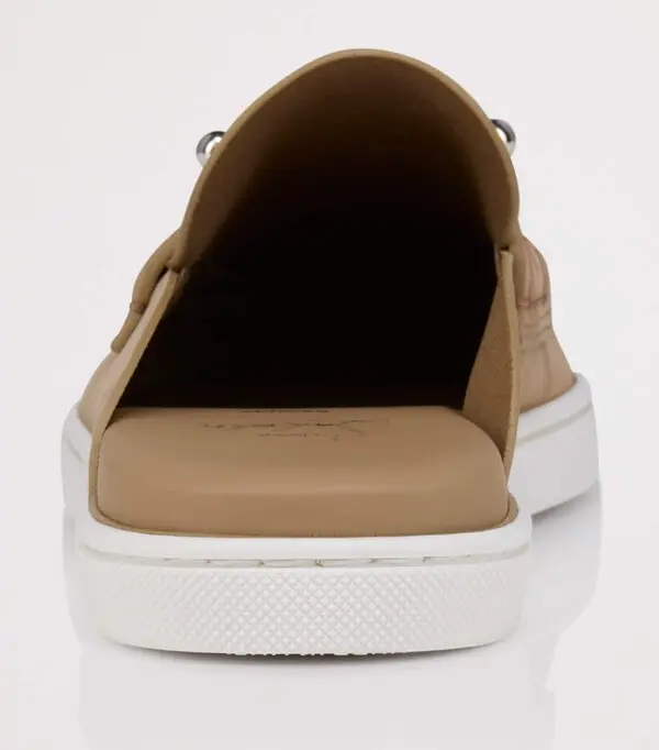 CHRISTIAN LOUBOUTIN Chanme Donna Flat Leather Mules With Piercing Hardware - Beige