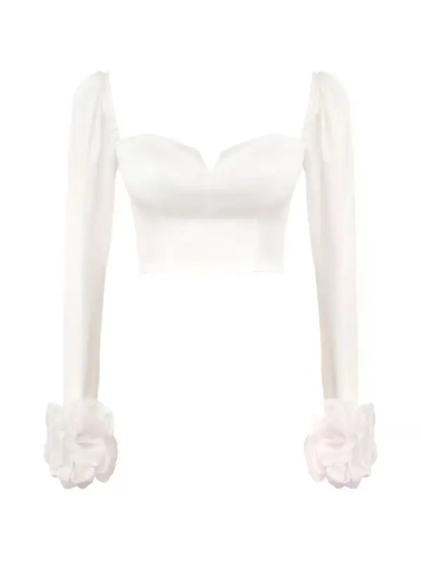 POST MERIDIEM Removable Cuff Long Sleeve Top - White