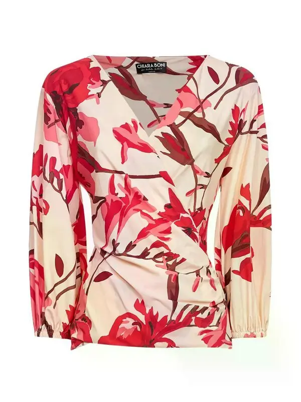 Chiara Boni La Petite Robe Floral Print V-neck Blouse - Neutrals