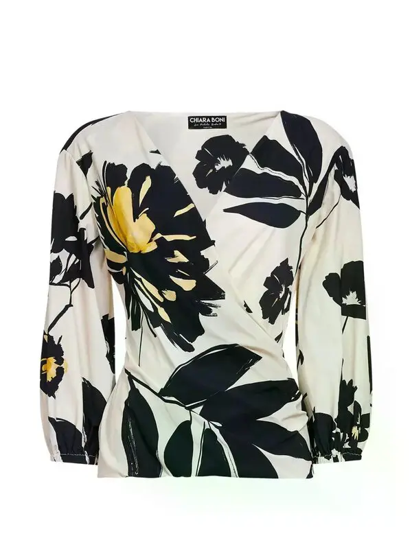 Chiara Boni La Petite Robe Floral Print Long Sleeve Blouse - Neutrals