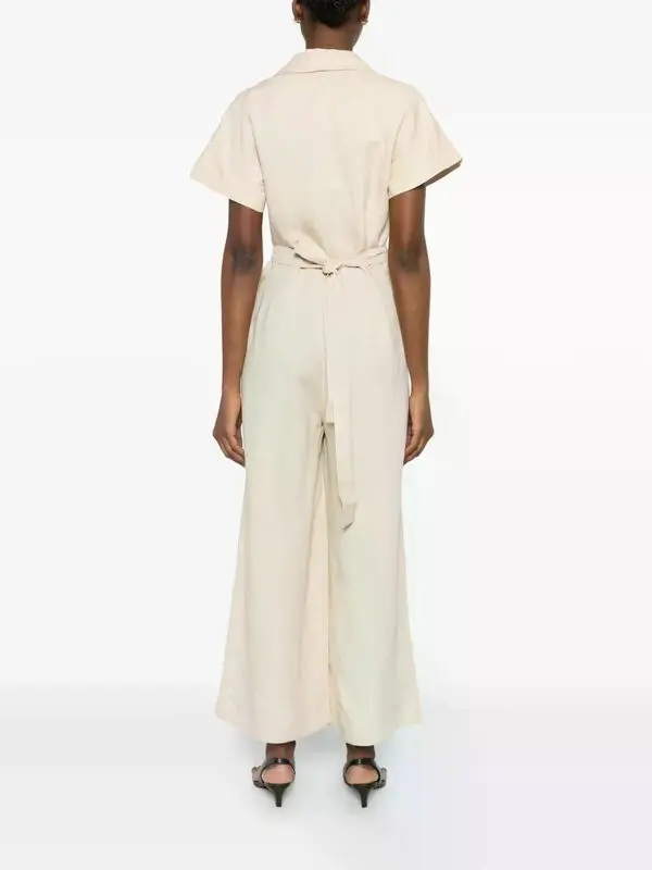 Max Mara Belted Wrap Culotte Jumpsuit - Neutrals