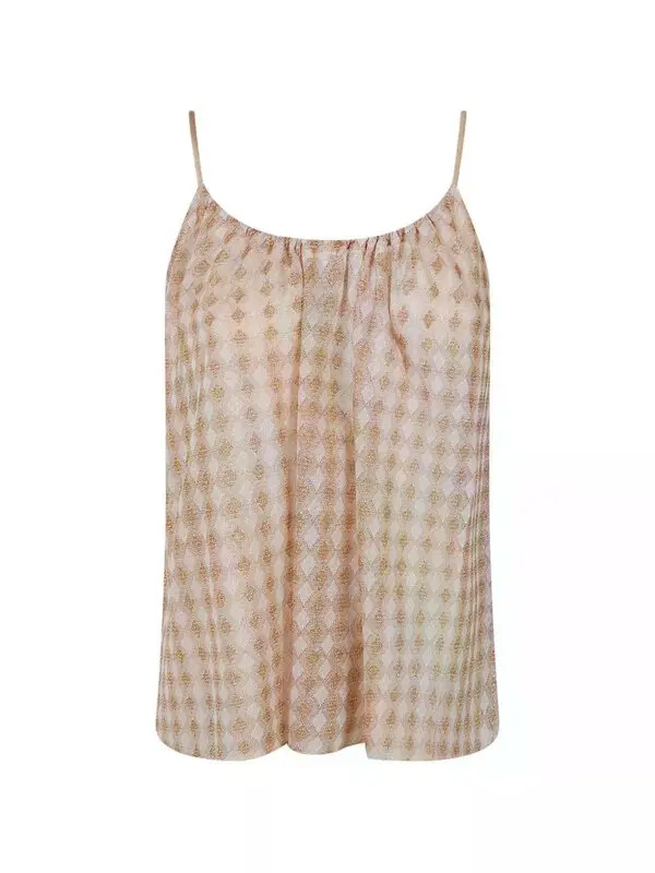 FORTE_FORTE Diamond Pattern Spaghetti Strap Top - Neutrals