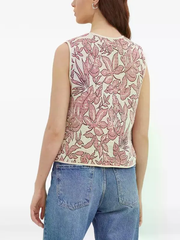 LA PETITE FRANÇAISE Floral V-neck Sleeveless Vest