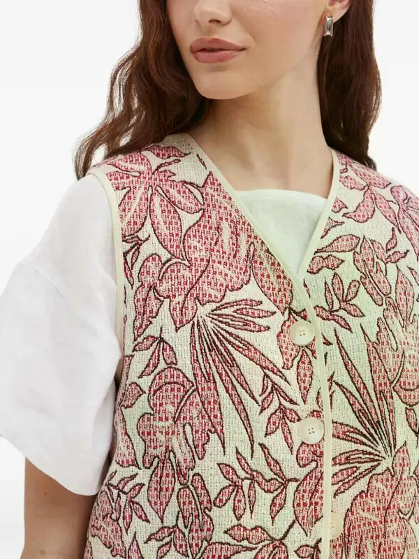 LA PETITE FRANÇAISE Floral V-neck Sleeveless Vest