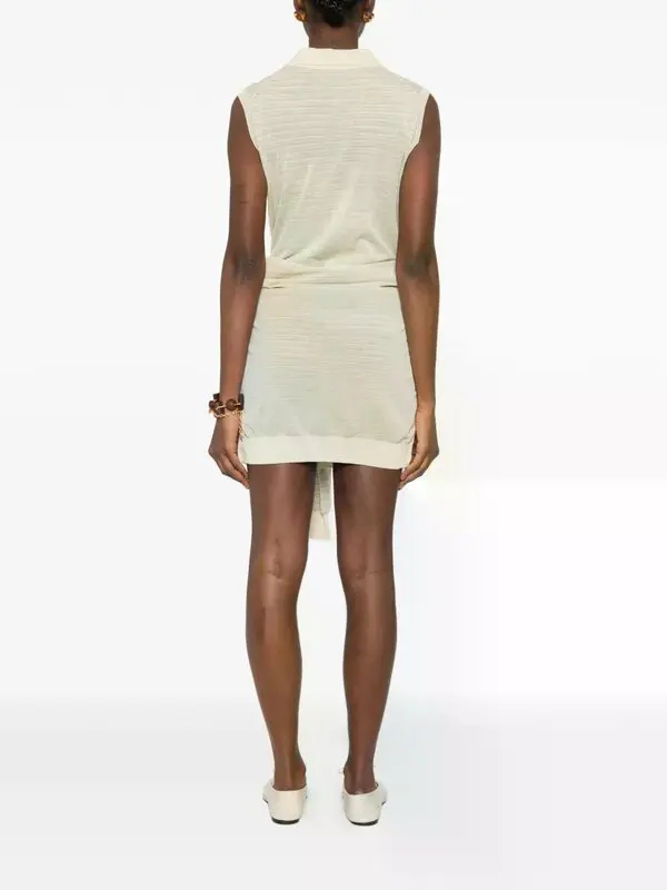 Nanushka Nila Striped Knitted Polo Dress - Neutrals