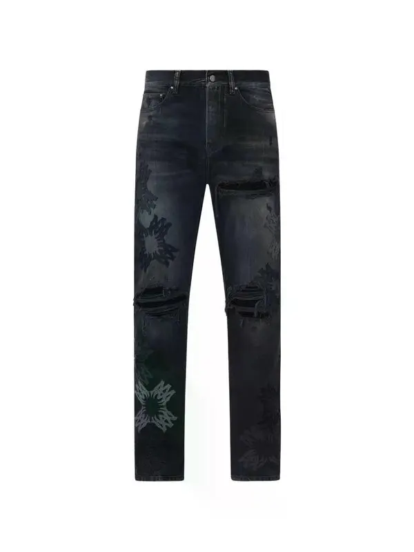 Amiri Mx1 Straight Jeans With Ma Quad Appliqués - Black