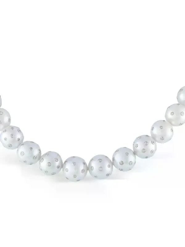 LB EXCLUSIVE 18k White Gold Diamond And Pearl Necklace - Silver