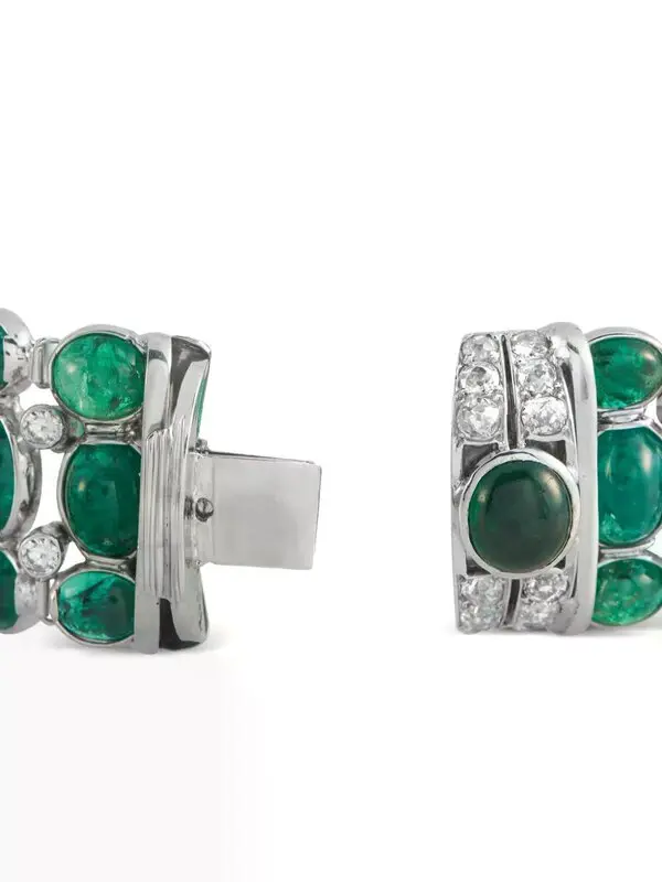 LB EXCLUSIVE Emerald And Diamond Embellished Platinum Bracelet - Silver