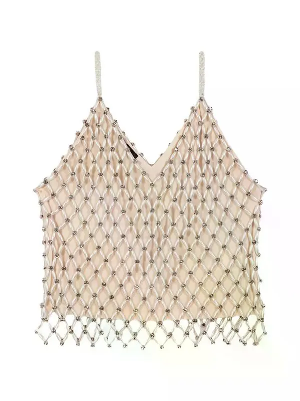 Maje Embellished V-neck Cropped Top - Neutrals