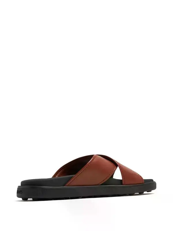 TOD'S Leather Criss-cross Flat Sandals - Red