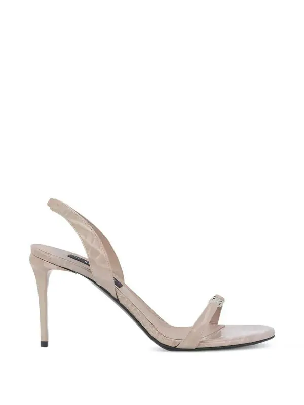 Philipp Plein Hexagon Croc-effect Slingback Stiletto Sandals - Neutrals