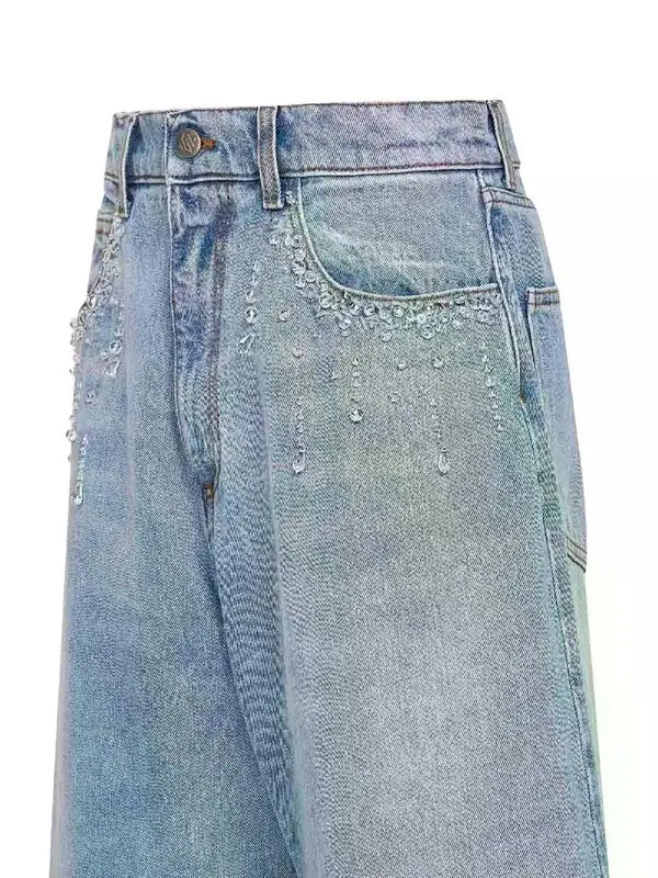 Giuseppe Di Morabito Crystal Embellished Wide-leg Jeans - Blue