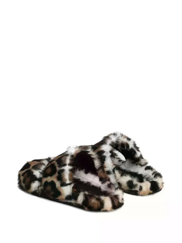 Dolce & Gabbana Leopard Print Fur Trim Slippers